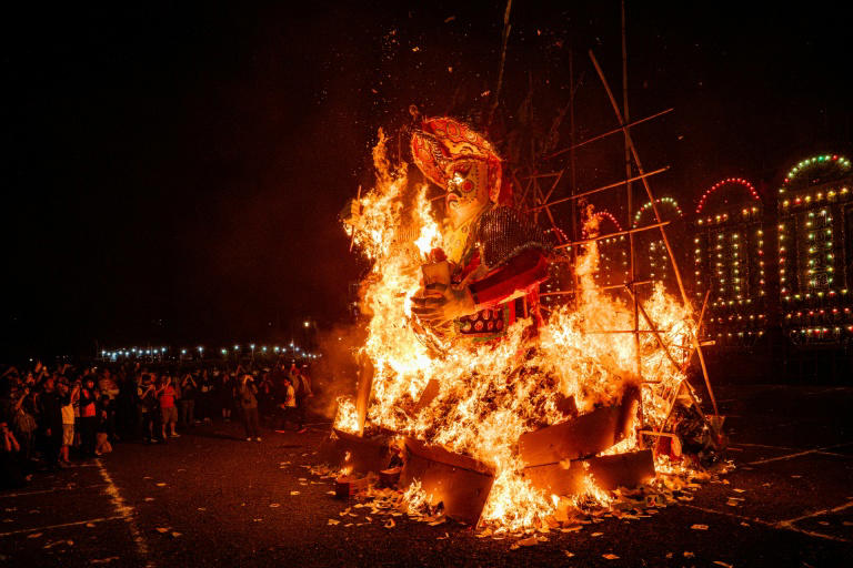 Burning effigy, bamboo crafts at once-a-decade Hong Kong festival