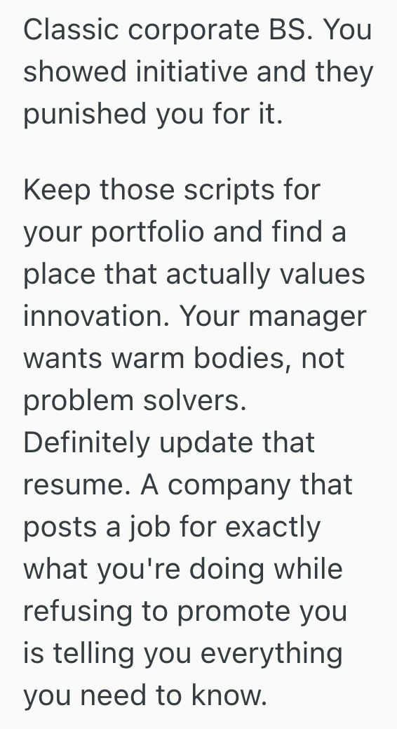 Employee automates 70% of his daily tasks so he’s more efficient, but ...