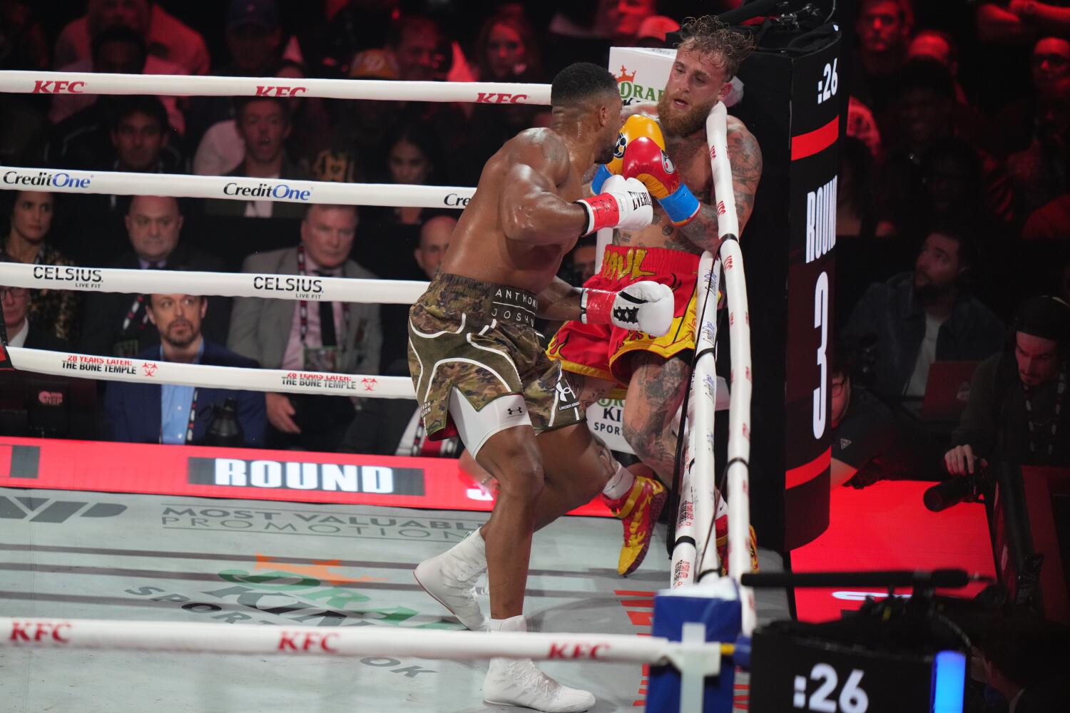 Anthony Joshua knocks out Jake Paul in sixth round to win heavyweight fight