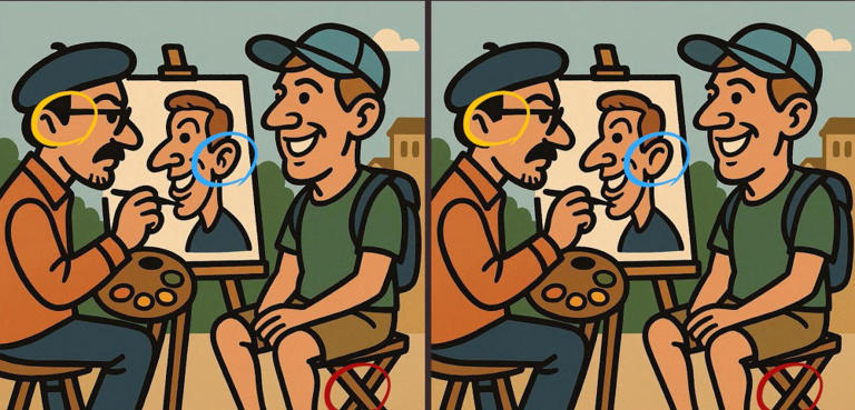 Spot the 3 differences in man making a portrait painting beat the 31 ...