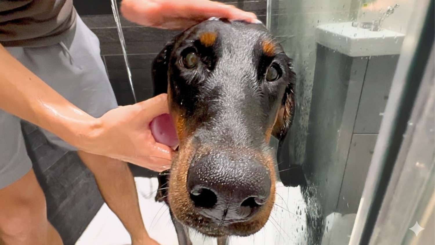 Hilarious dog takes a bath she does not want