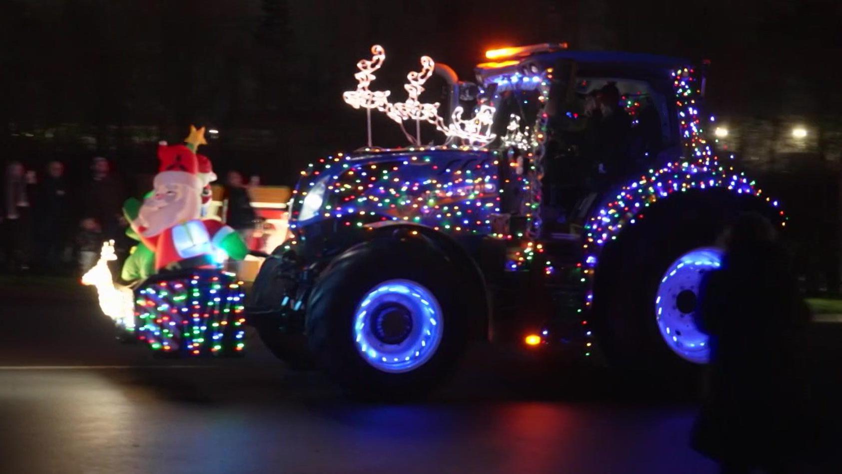 Tractors light up county with Christmas convoy