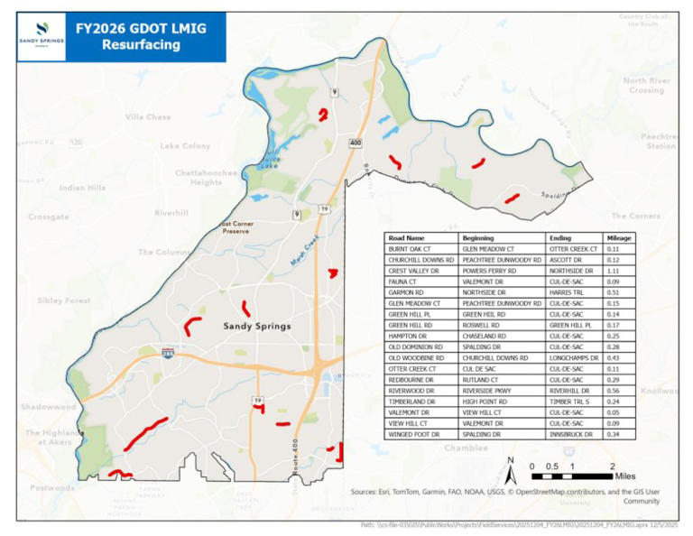 Sandy Springs picks streets for GDOT resurfacing funding