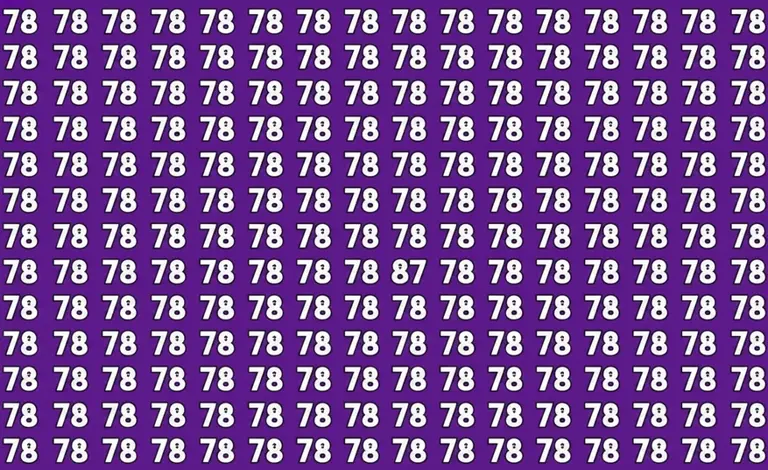 Visual perception challenge: Only 1% can find 87 among 78s in 7 seconds!