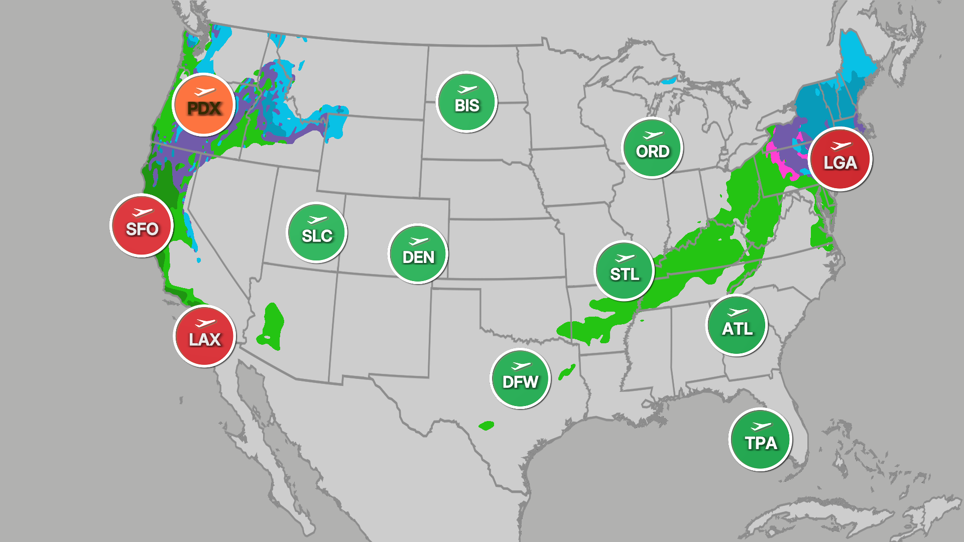 Whose Christmas flights could be impacted by weather?