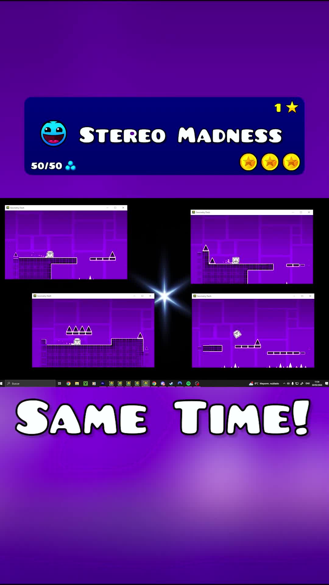 Playing Geometry Dash on 4 devices at the same time! #shorts #gd #challenge