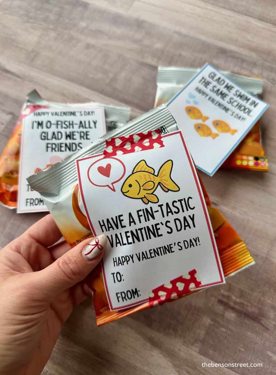 Free goldfish valentines printable cards for kids