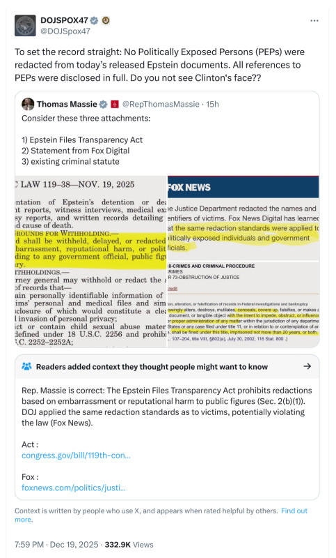 Trump administration hit with multiple community notes over Epstein files