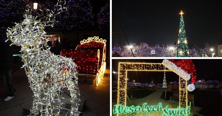 Świąteczna magia Opalenicy. Rynek rozświetlony blaskiem iluminacji ...