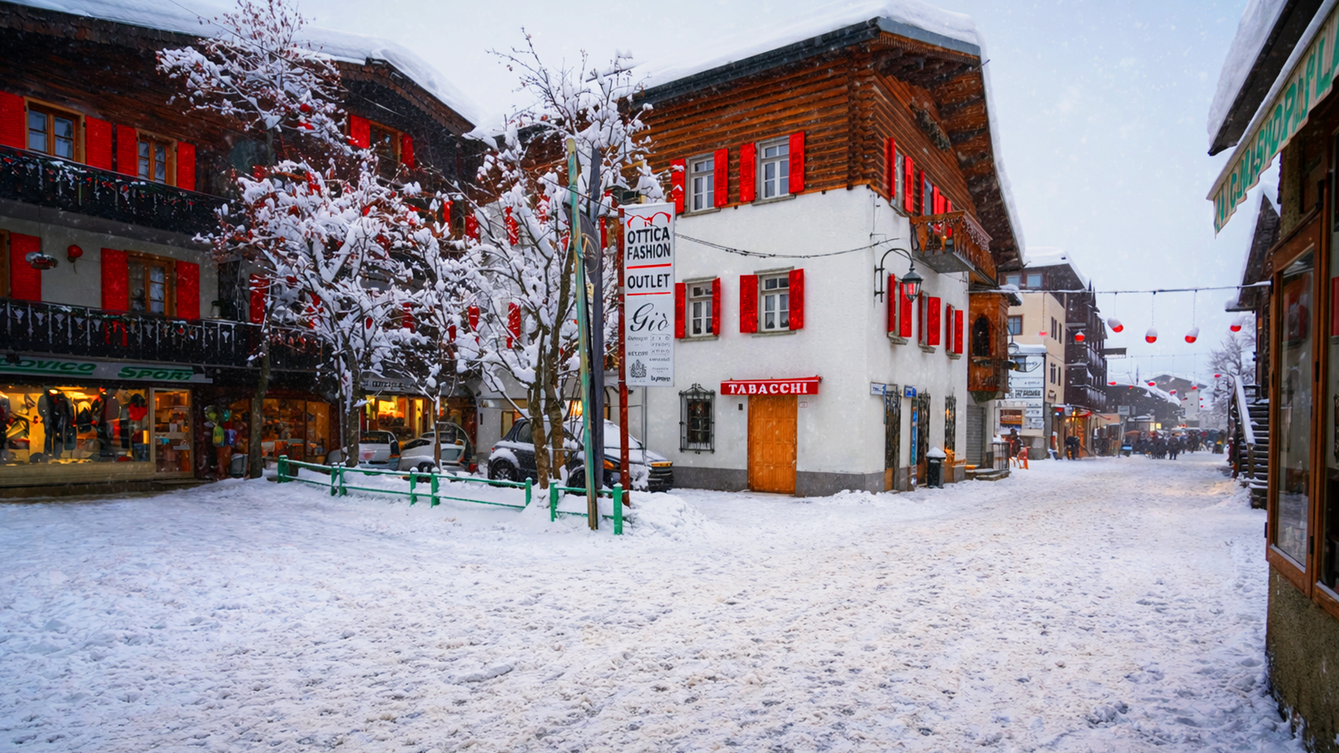 Livigno Italy: Christmas snow walk in Alps (4K)