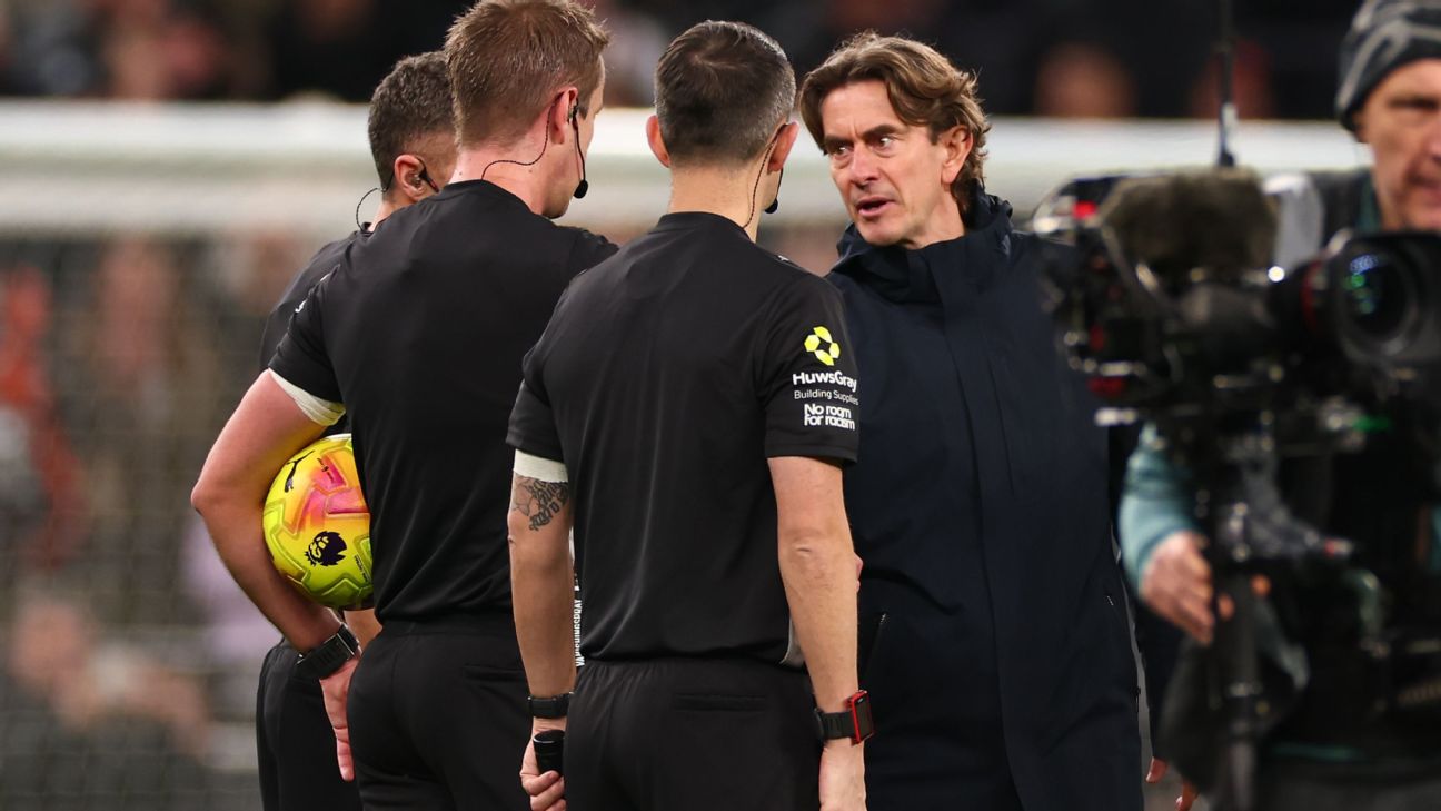 Thomas Frank questions referee after 9-man Spurs lose to Liverpool