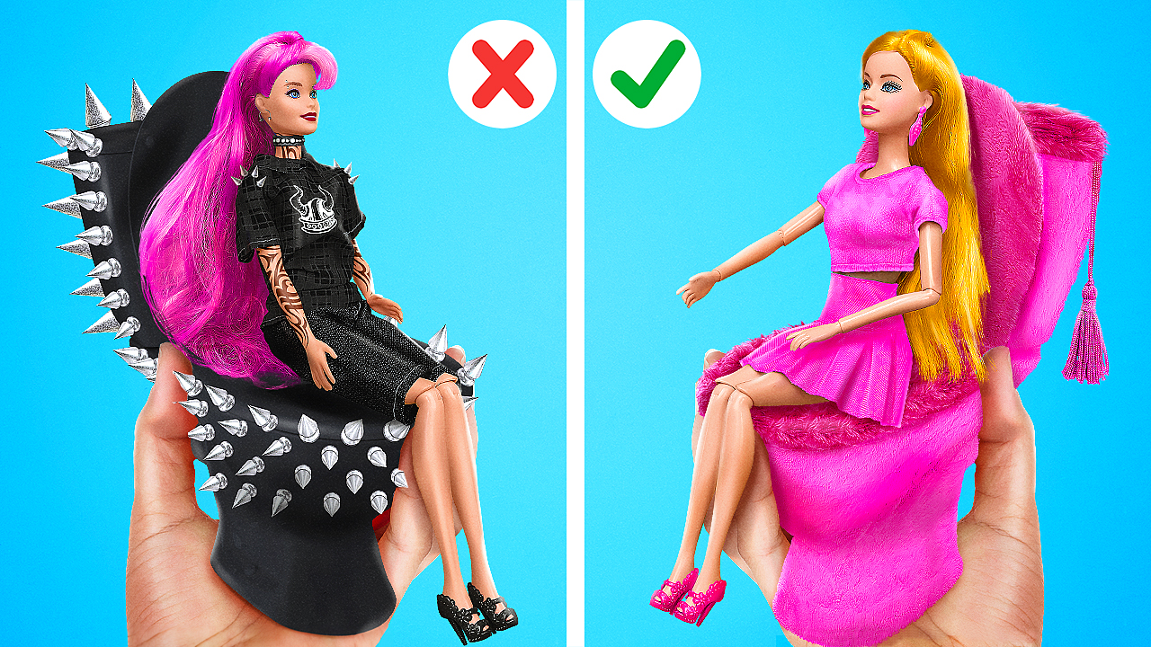 Süßes vs. krasses Puppenhaus-Makeover || Niedliche Mini-Bastelideen ...