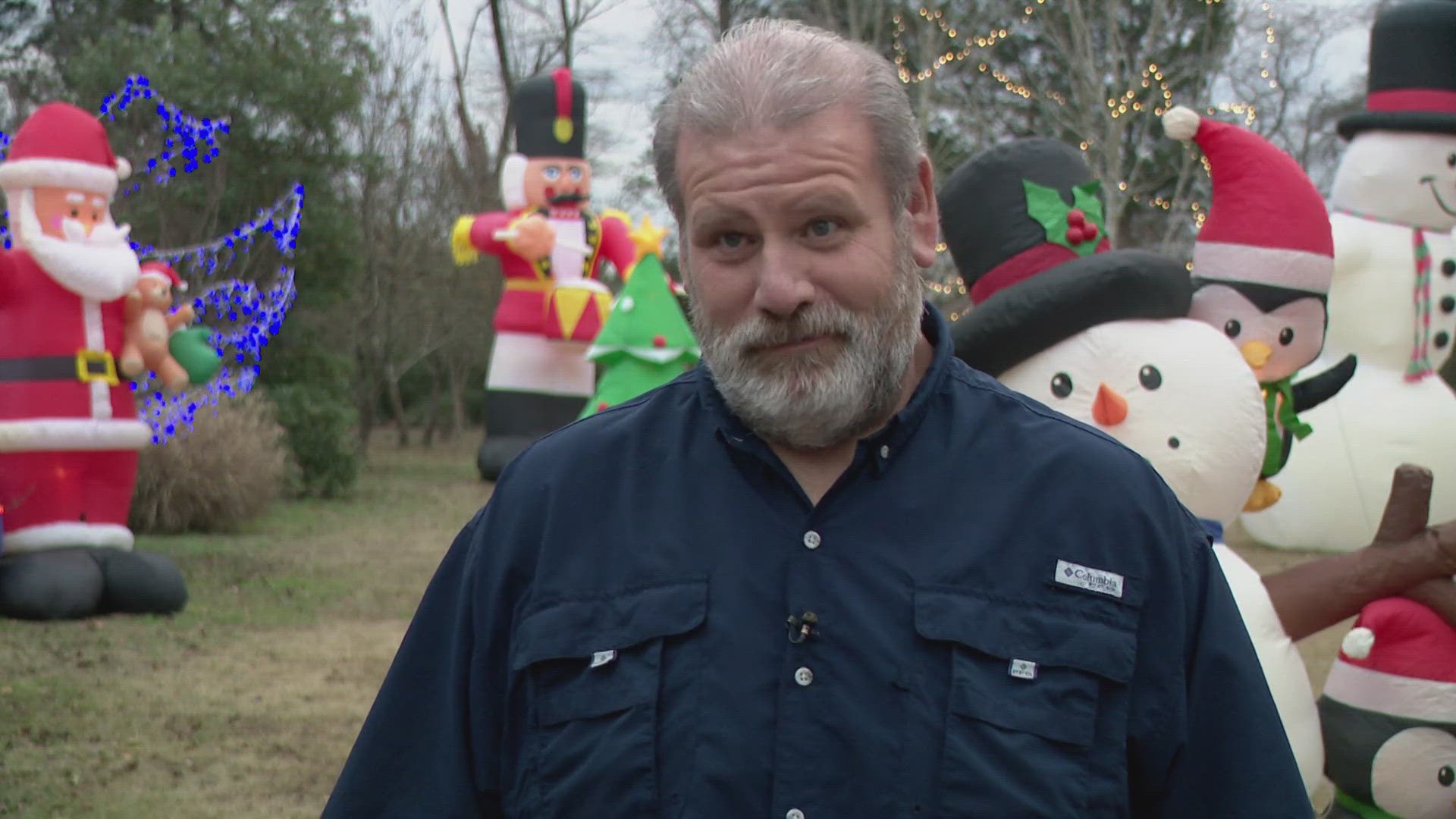 Man in Roland, Arkansas, shows off Christmas decor