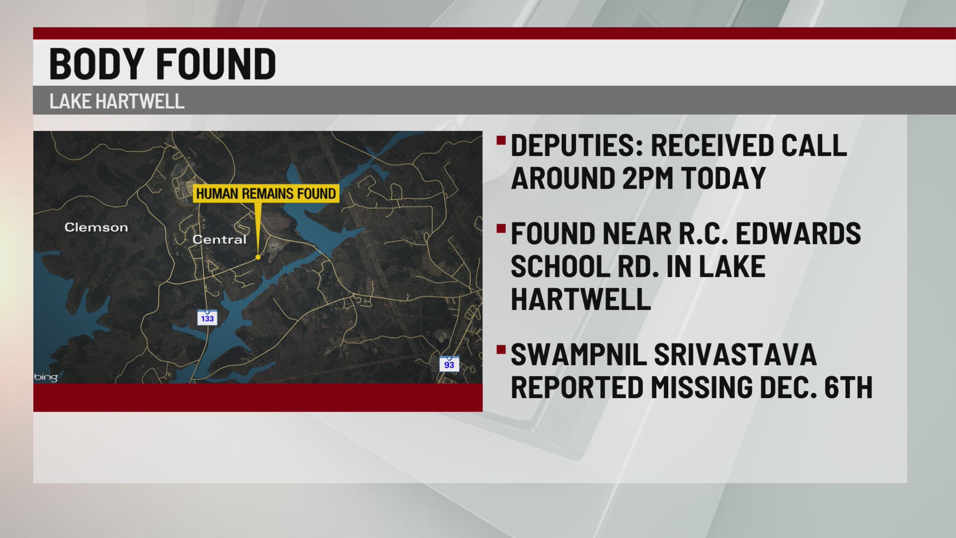 Man's remains recovered from Lake Hartwell, deputies say