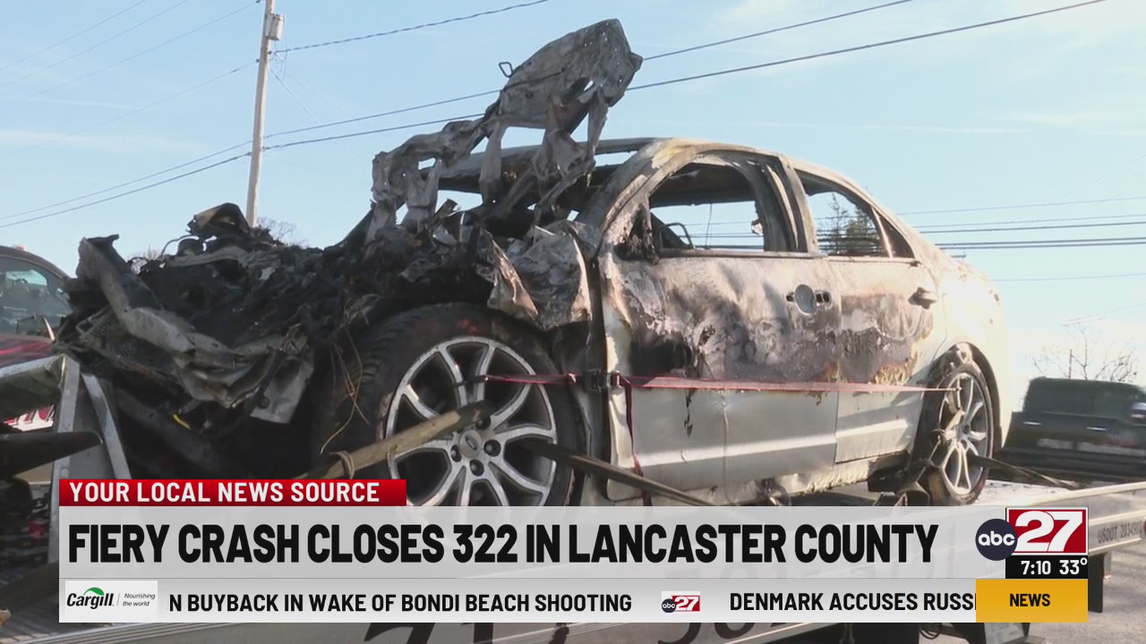 Fiery crash closes Route 322 in Lancaster County