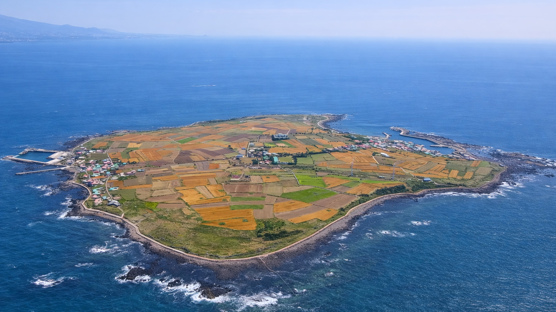 Uma ilha pequena repleta de fazendas