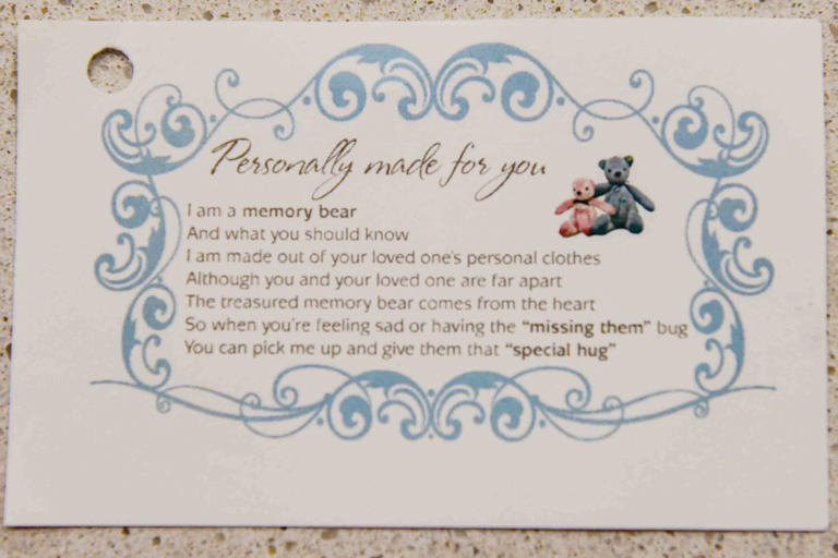 Memory bears sewn with love comfort Treasure Coast Hospice families