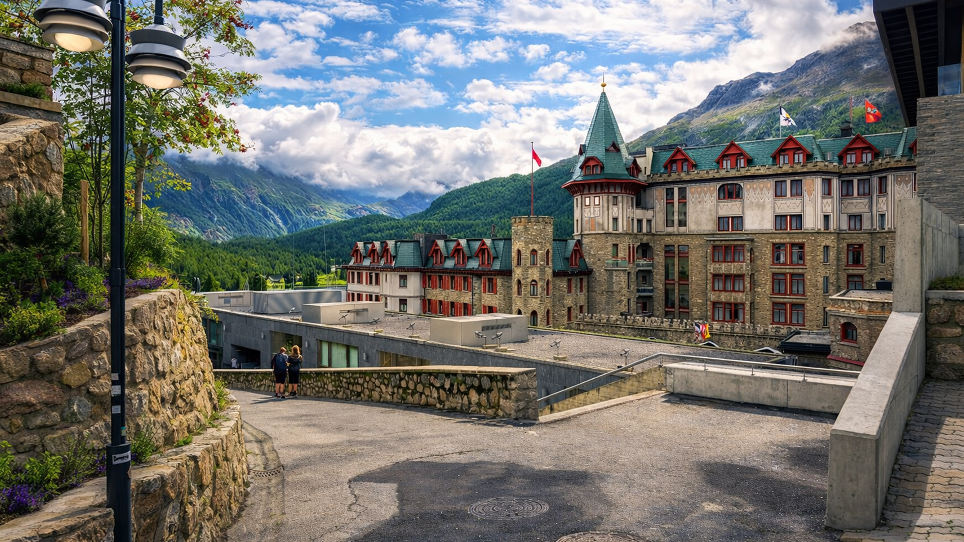 Cloudy day in St. Moritz Switzerland (4K)