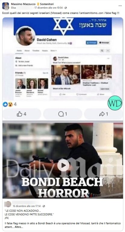 Strage di Bondi Beach, il falso profilo Facebook dell’attentatore ...