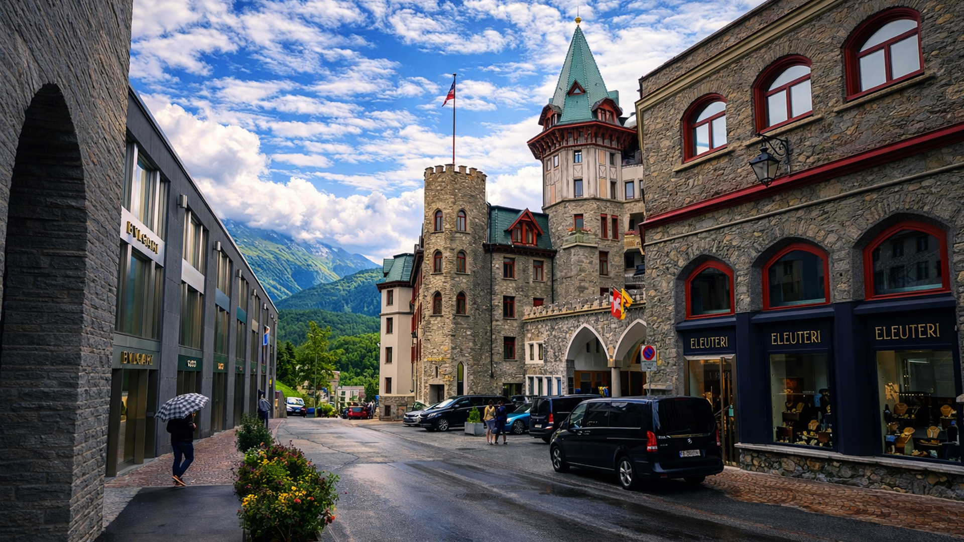 St. Moritz Switzerland: Relaxing alpine town walk (4K)