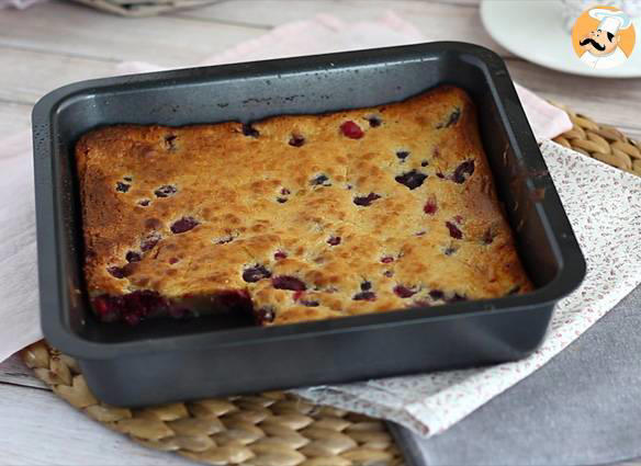 White chocolate blondie with red berries