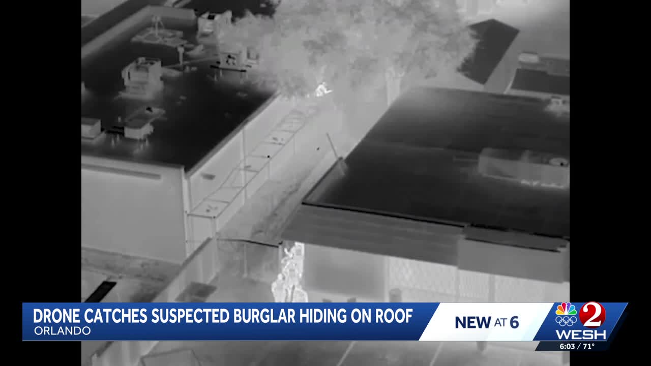 Orlando police drone catches burglar hiding on roof
