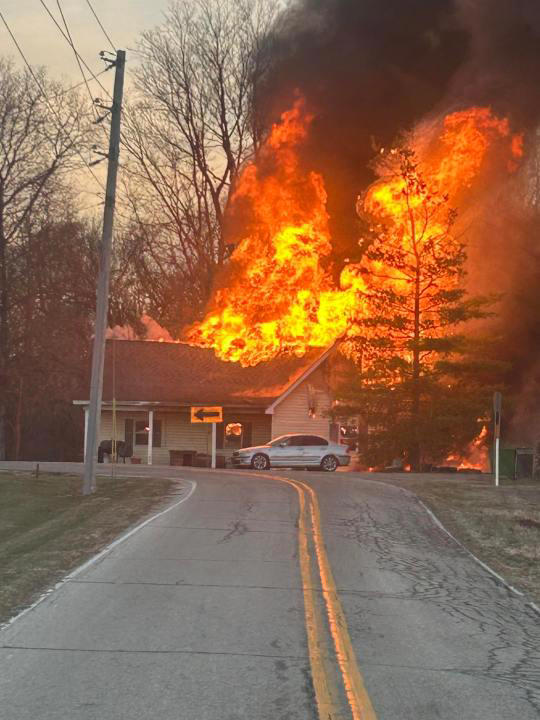 Intense fire causes home to collapse in Johnson County