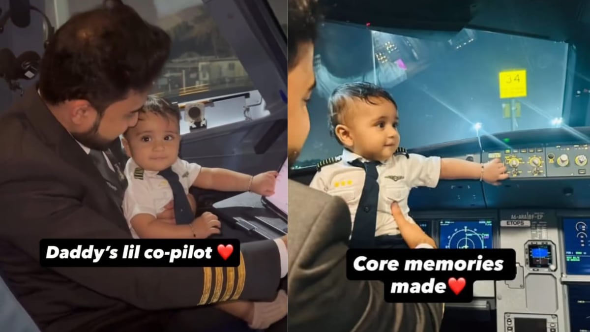 Meet the cutest co-pilot ever: Video showing baby's first flight is viral