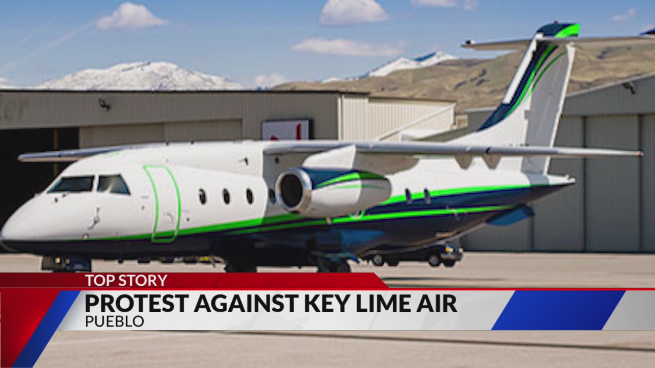 Dozens protest alleged ICE-linked flights by Key Lime Air, Denver Air ...