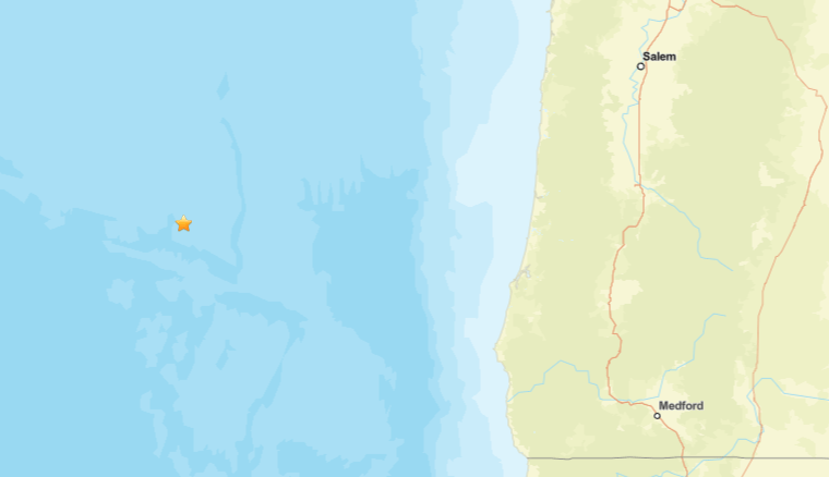 Magnitude 4.5 earthquake strikes off Oregon coast