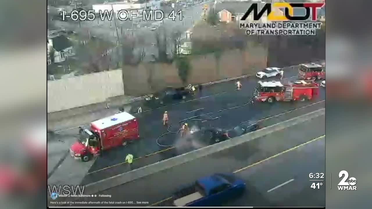 Baltimore police officer killed in I-695 chain-reaction crash