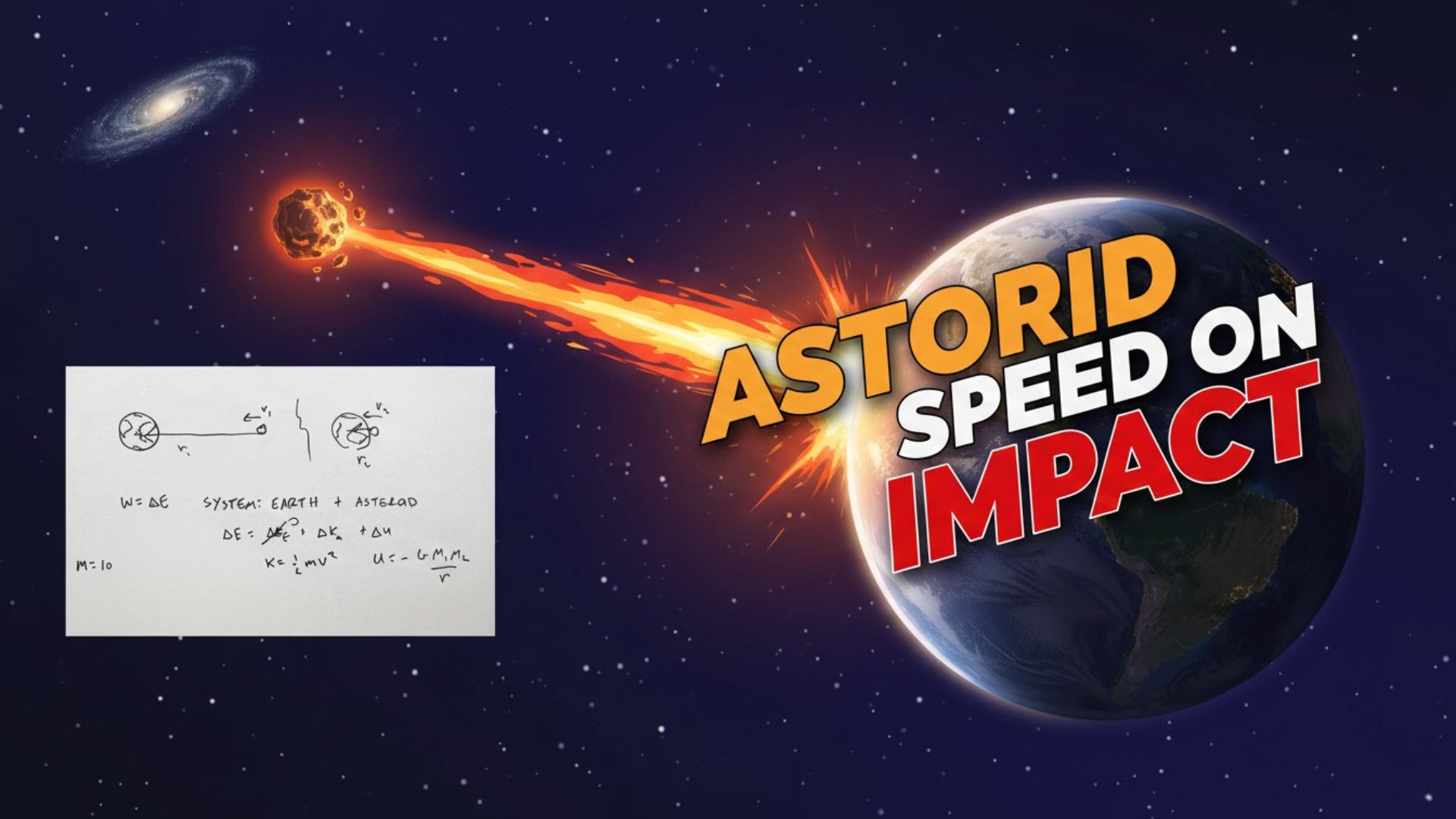 Calculating the speed of an asteroid impact on Earth