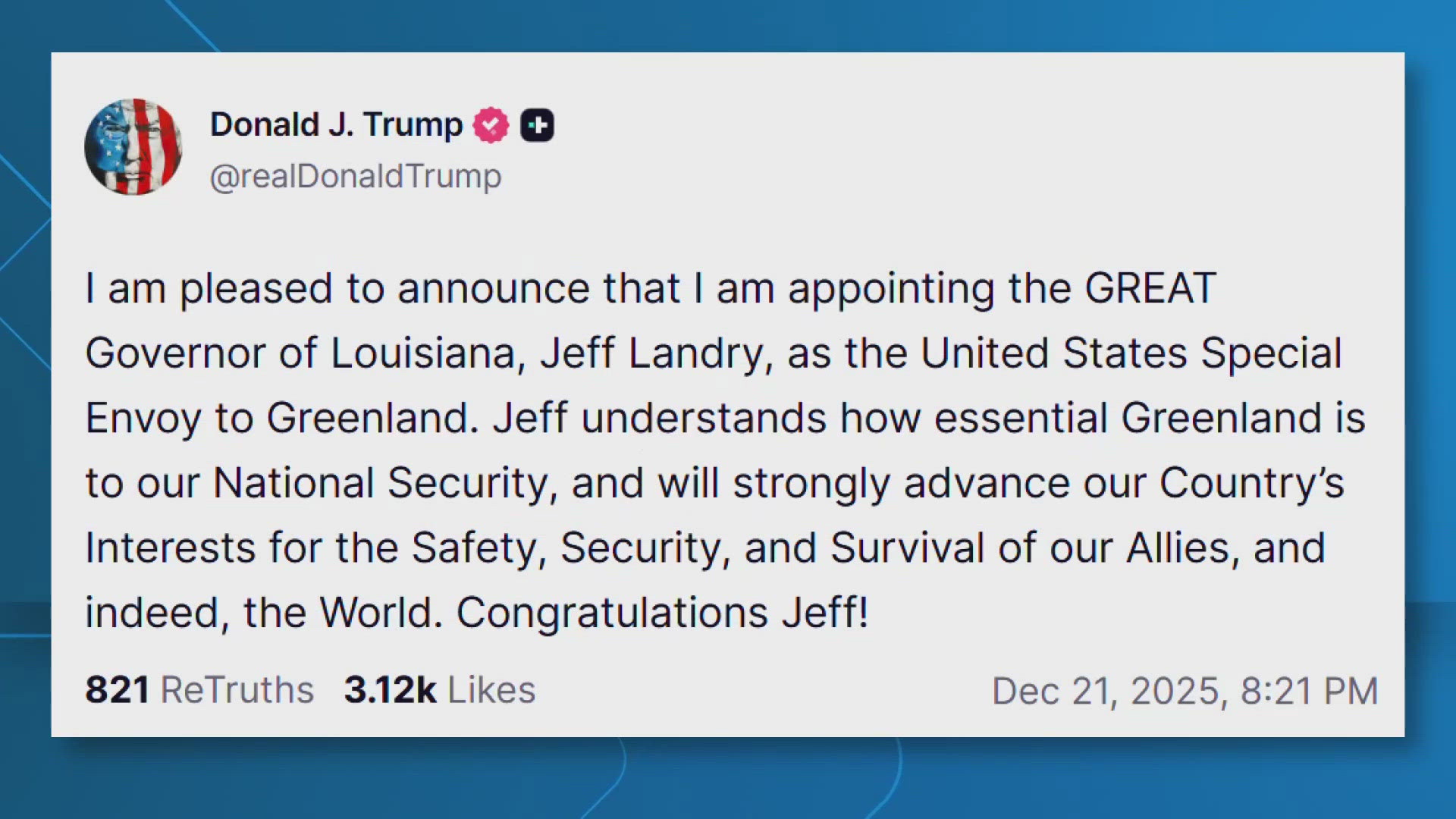 President Donald Trump appoints Louisiana Gov. Jeff Landry as US ...