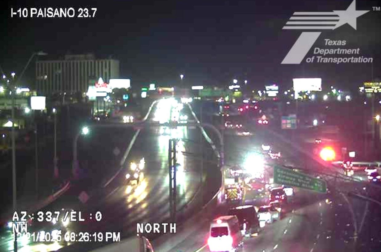 Crash knocks down freeway sign bridge, closes I-10 in central El Paso