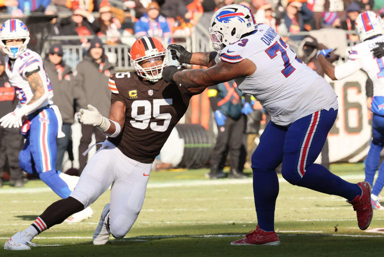 Why the Bills’ Dion Dawkins is proud of Myles Garrett after helping ...