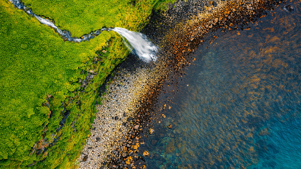Where the river flows into the sea