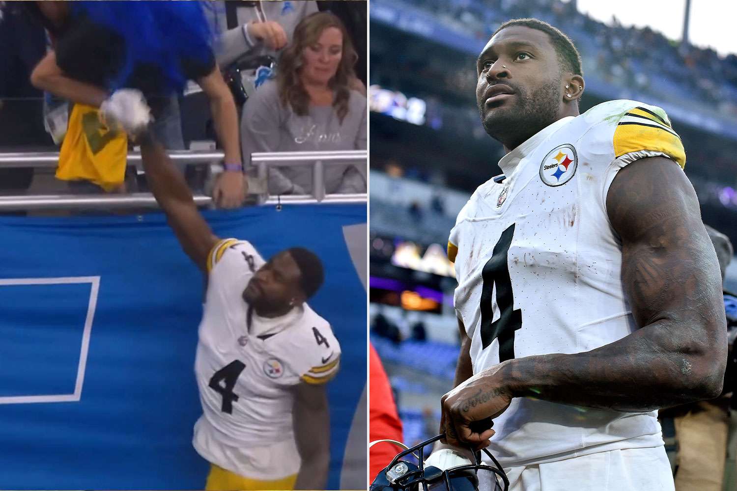 Steelers wide receiver DK Metcalf punches Lions fan during sideline ...