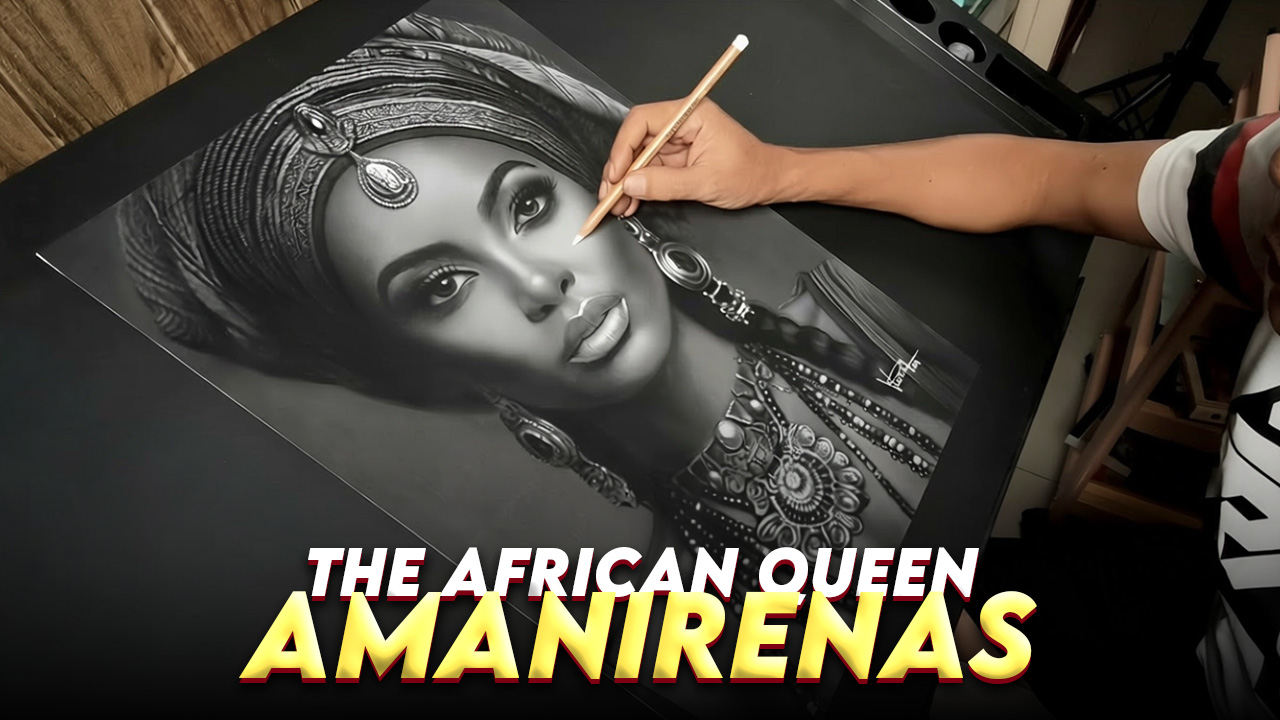 Commanding realism portrait of Amanirenas the African queen