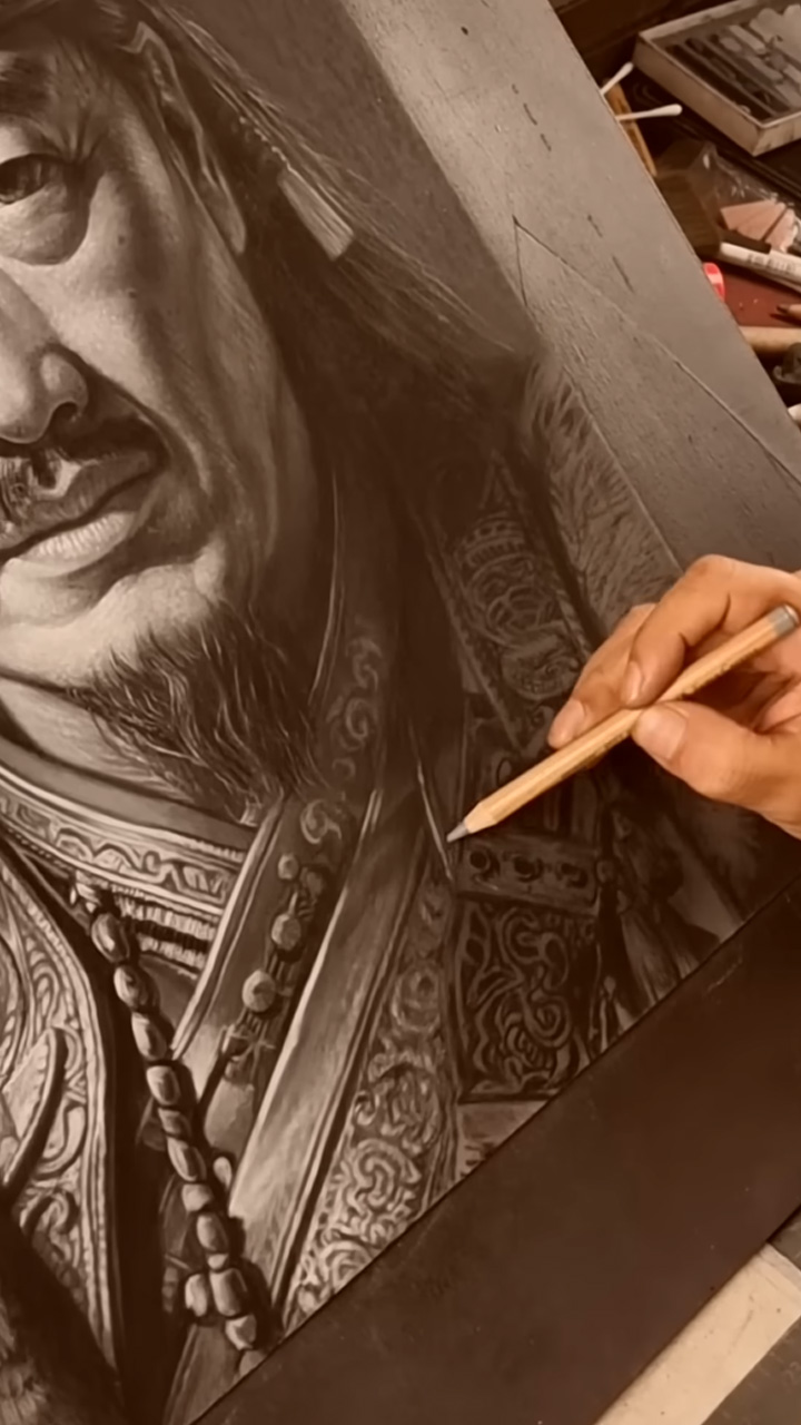 Striking realistic portrait of a commander with strategic vision