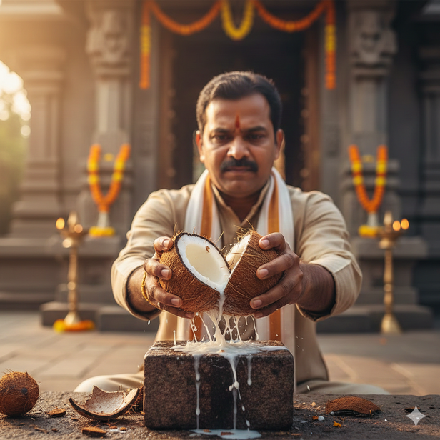 Why do we break a coconut before starting something new?