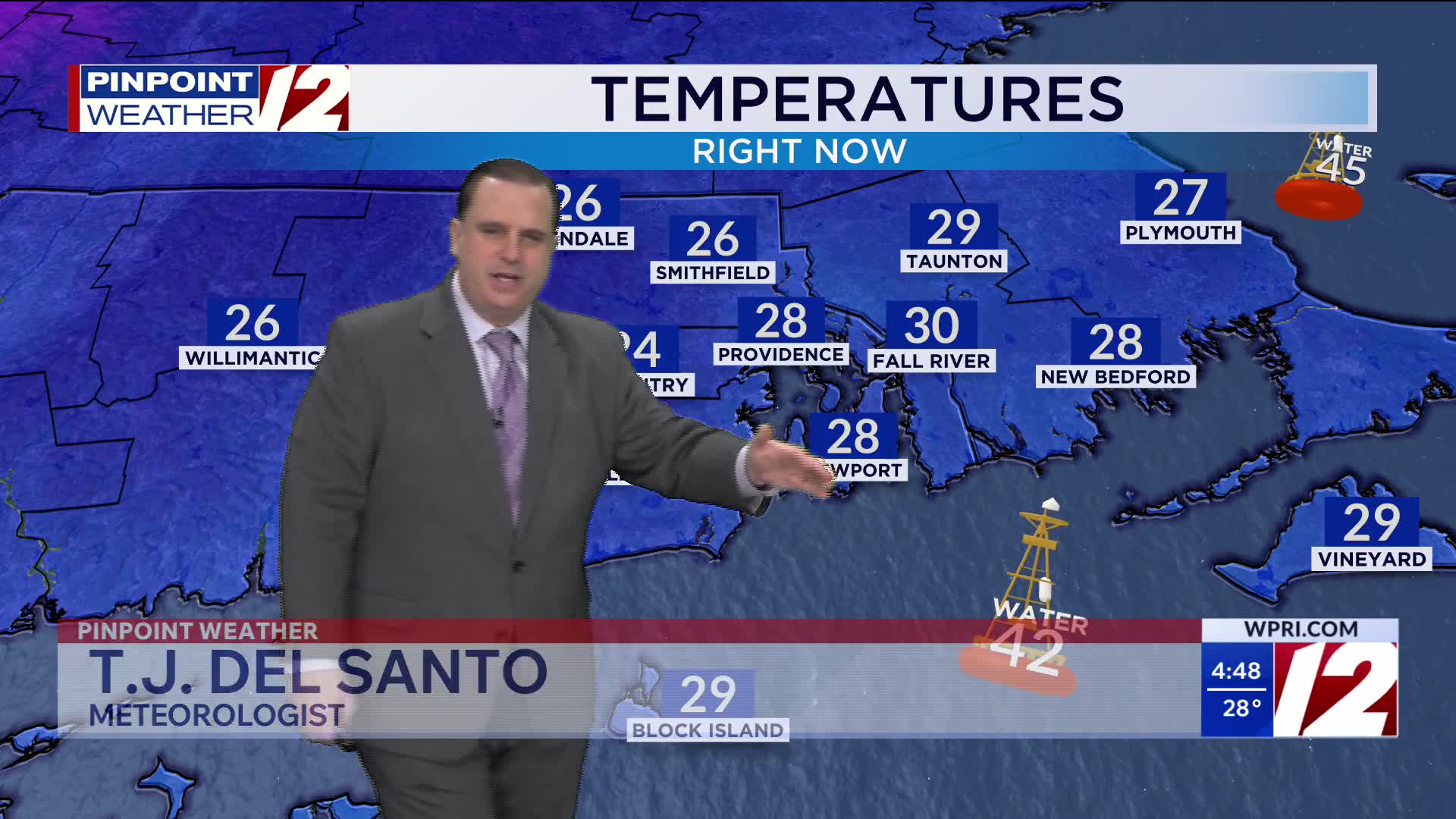 WPRI 12 weather forecast for 12/22/25: Cold, dry today; light snow ...