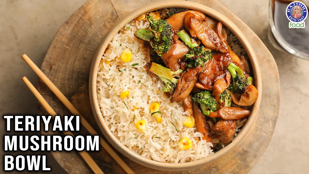 Teriyaki mushroom rice bowl