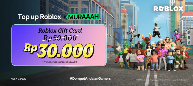 Bikin avatar & gamepass lebih keren: Beli Robux gift card di GoPay Games