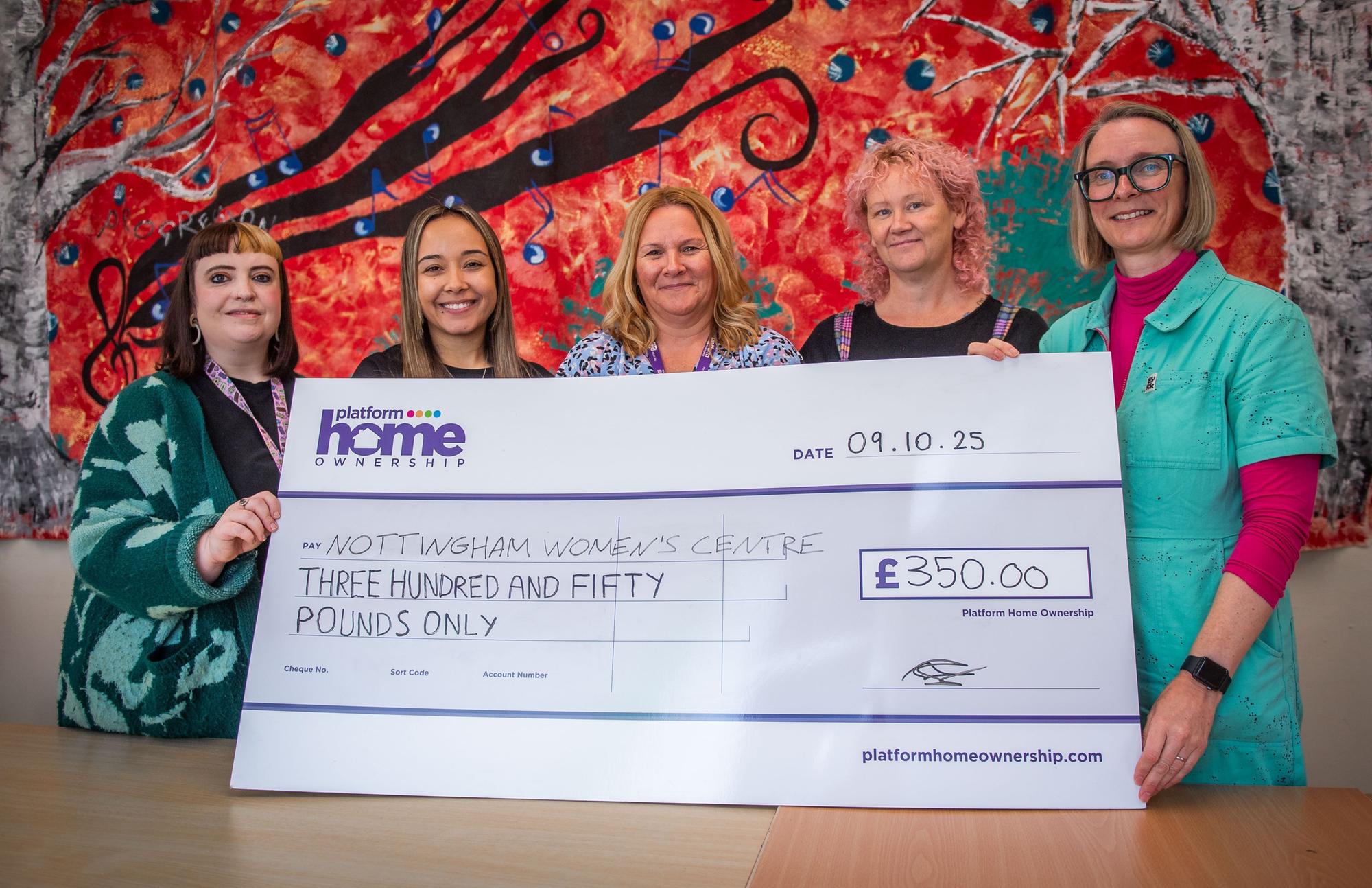 Platform Home Ownership supports Nottingham Women’s Centre with donation