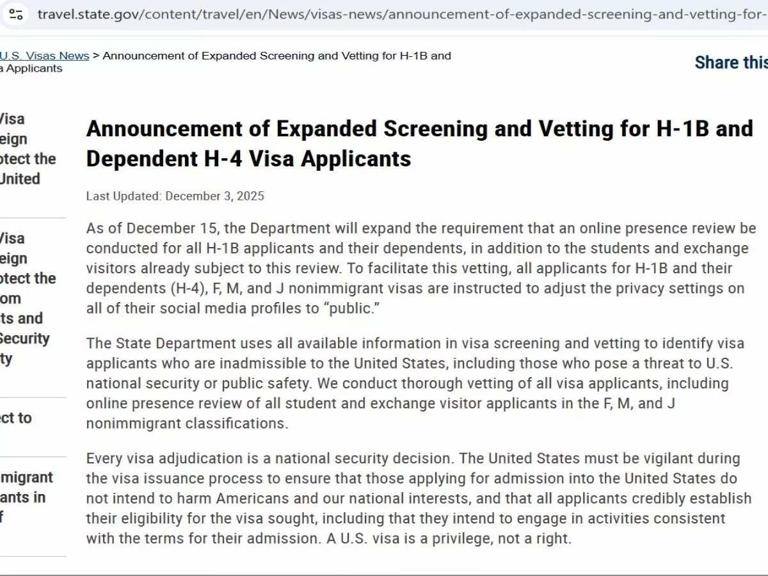 H-1B Visa holders struck in India as U.S. expands its screening for ...