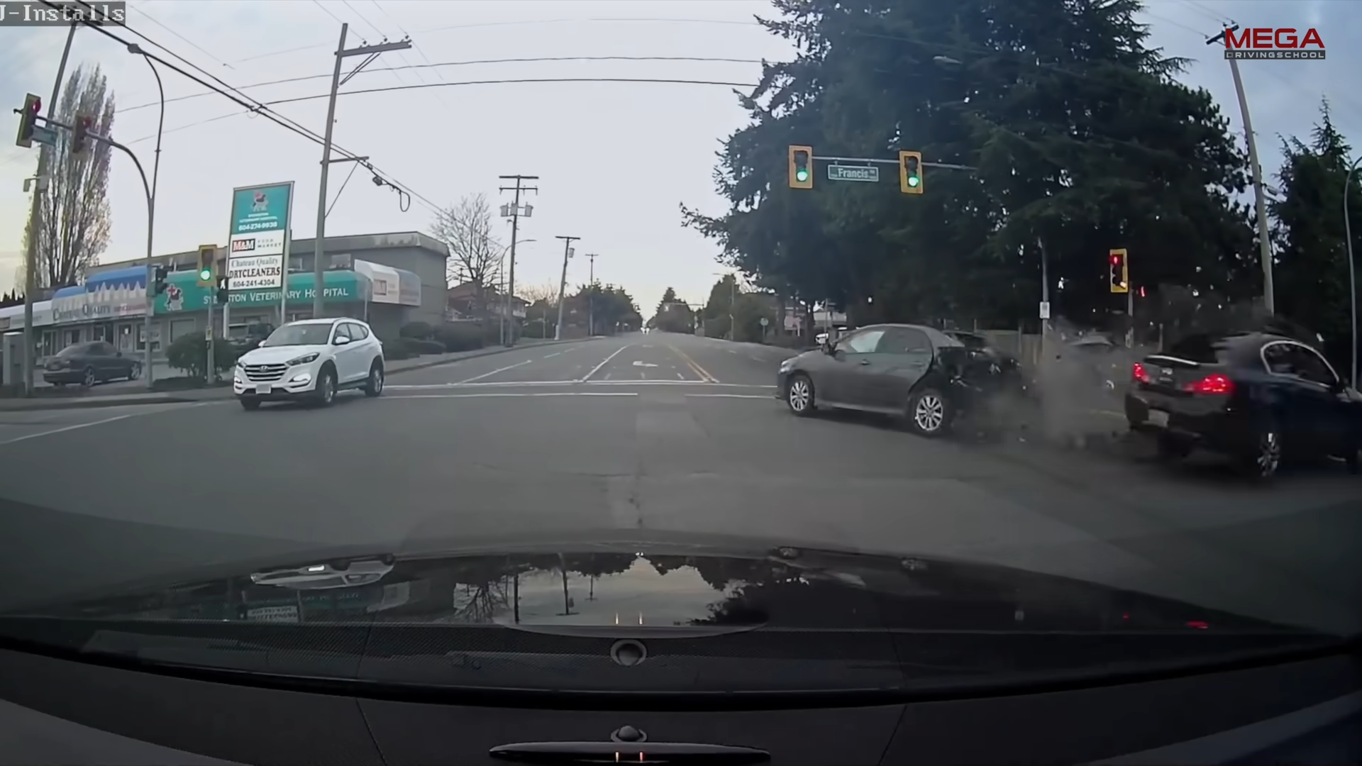 Ignored traffic signal results in dangerous impact