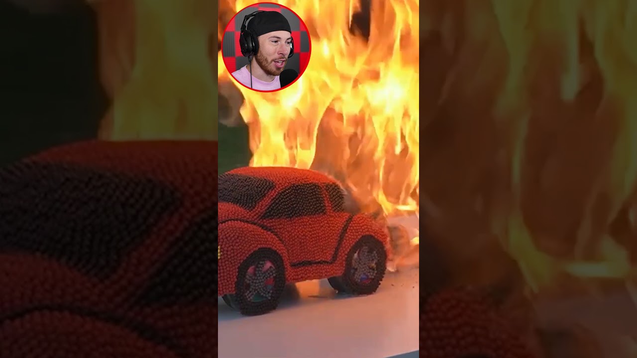The effect of 80,000 matches when dropped on a moving car