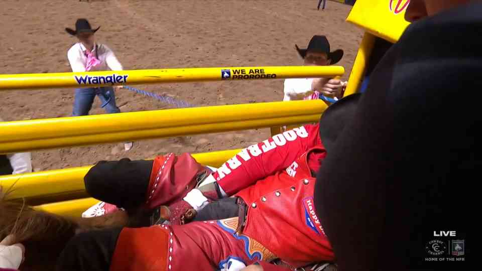 He got folded on the first jump - but refused to let go