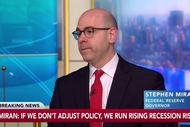Fed's Miran says recession risks rise without more rate cuts