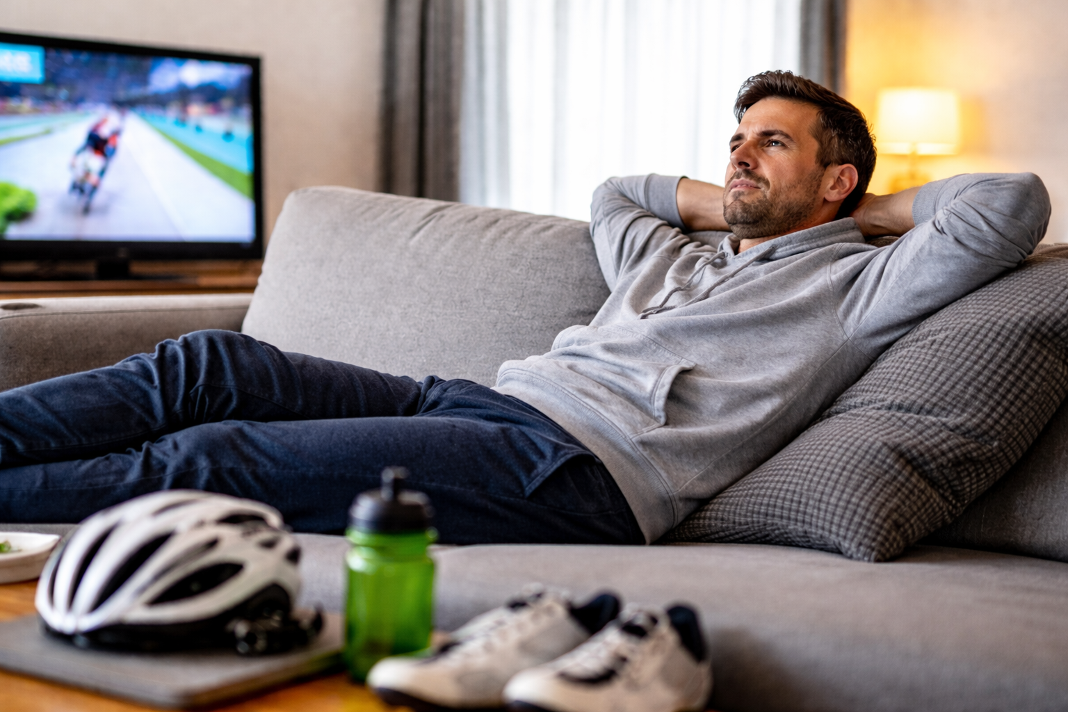 Languit op de bank na een zware rit voelt hemels, maar je rug zet je ...